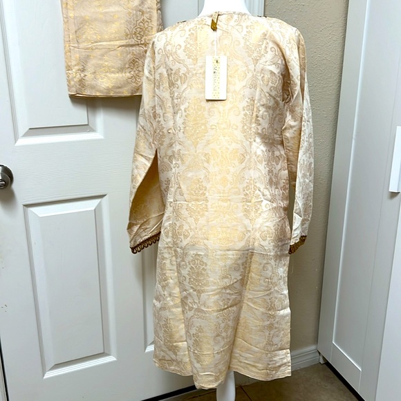 Dresses | Shalwar Kameez Indian Pakistani Off White Golden Jamawar ...